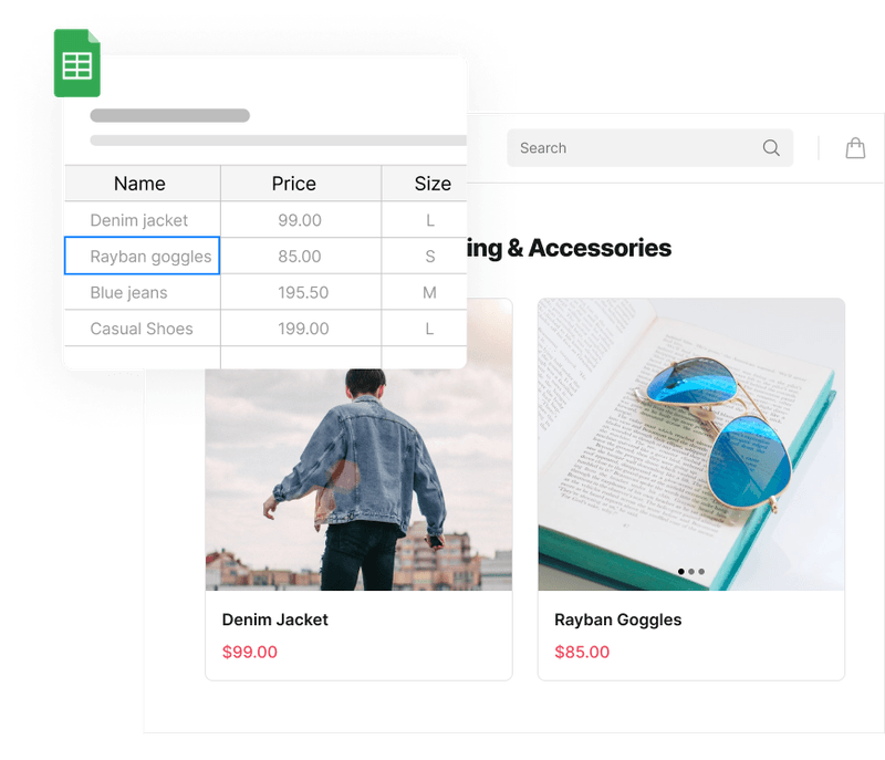 Effortless Online Store using Google Sheets - Store Link